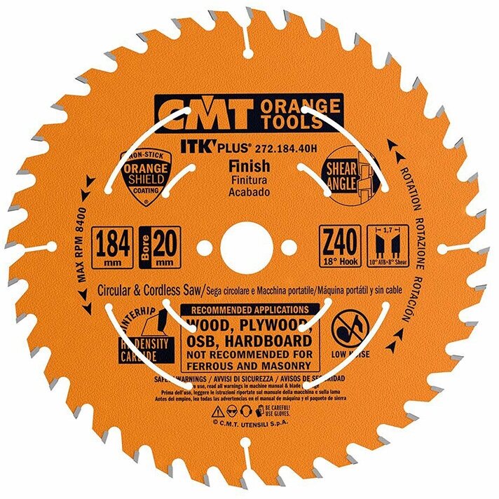 Диск пильный 184X20(+16+15,87)X1,7/1,1 18гр 10гр ATB + 8гр Z40