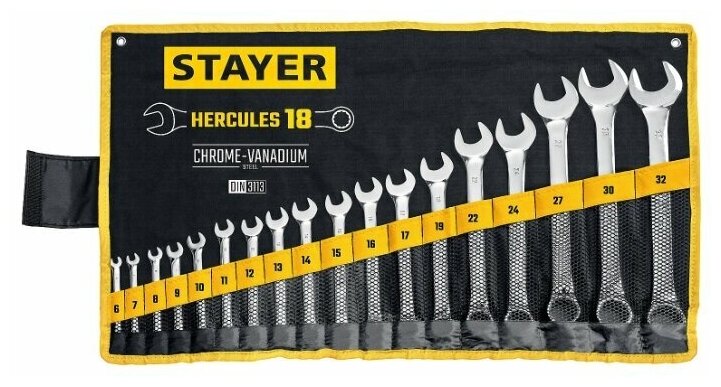Набор гаечных ключей STAYER 27081-H18z01 HERCULES комбинированных 18 шт, 6 - 32 мм
