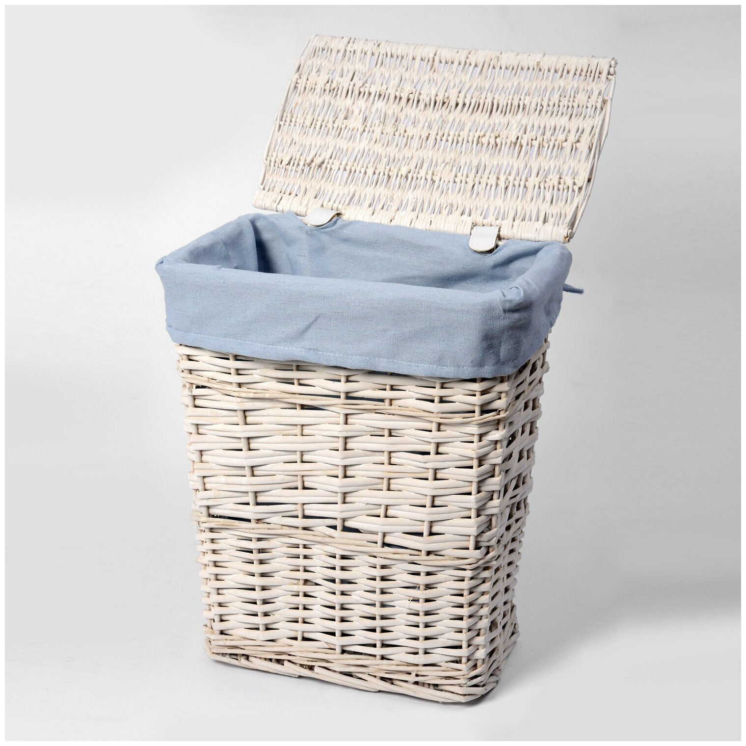 Плетеная корзина для белья с крышкой, белый, WasserKRAFT Lippe WB-450-M