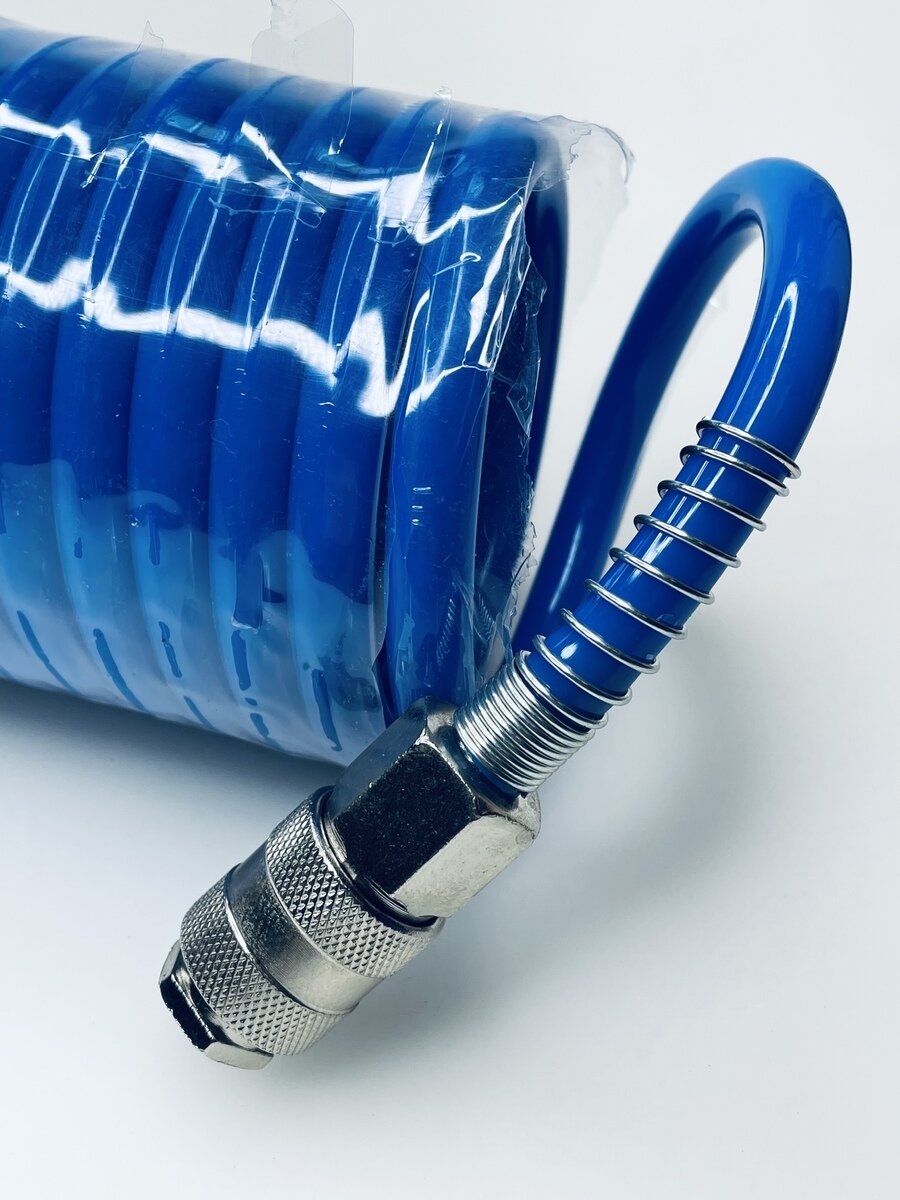 Шланг пневматический с фитингами рапид Парма, 6,5х10мм*20м, 10bar, спиральный, полиуретан 02.020.00013