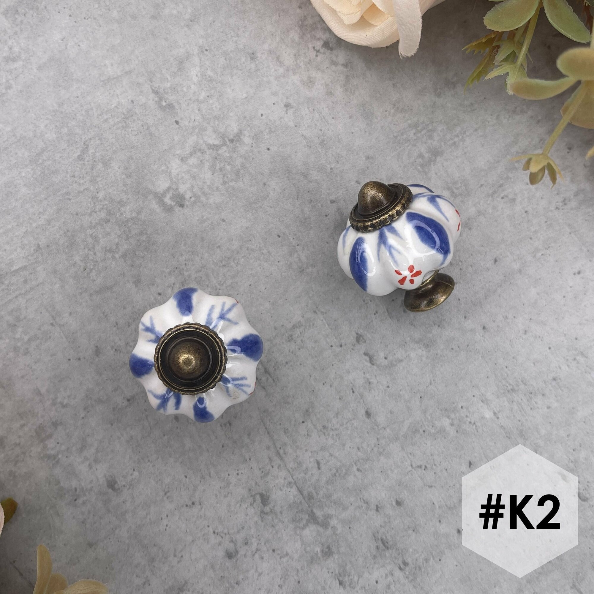 Ручка-кнопка керамика с росписью, 2 шт, (К2)