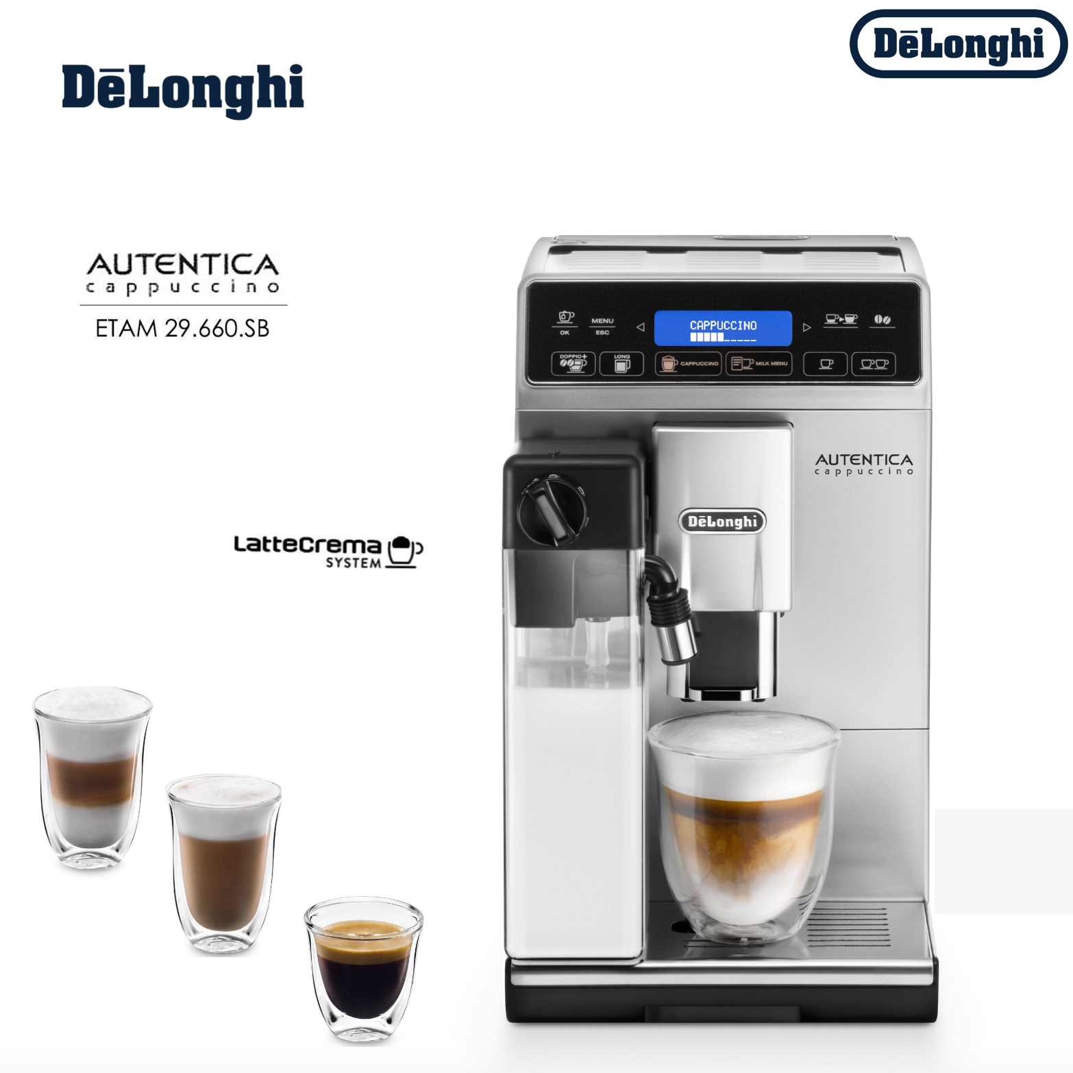 Кофемашина De'Longhi Autentica ETAM 29.660 SB, серебристый/черный