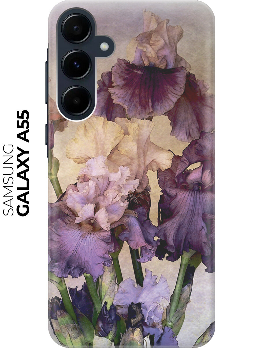 Силиконовый чехол на Samsung Galaxy A55 / Самсунг А55 с рисунком "Фиолетовые цветы"