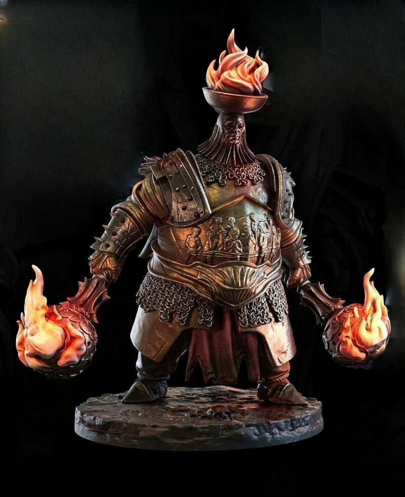 Огненный Паладин (45 мм), Elden Ring, Flame Guardian миниатюра для DnD (ДнД) и других Настольных игр (НРИ, Варгеймов или РПГ), фентези тематика