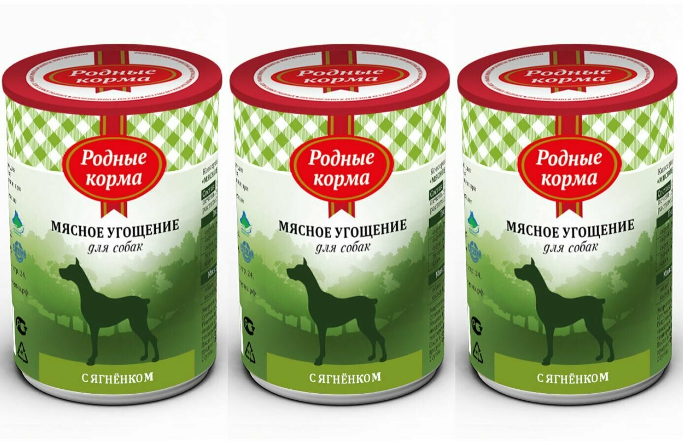 Родные Корма Консервы для собак Мясное угощение с ягненком, 340 г, 3 шт