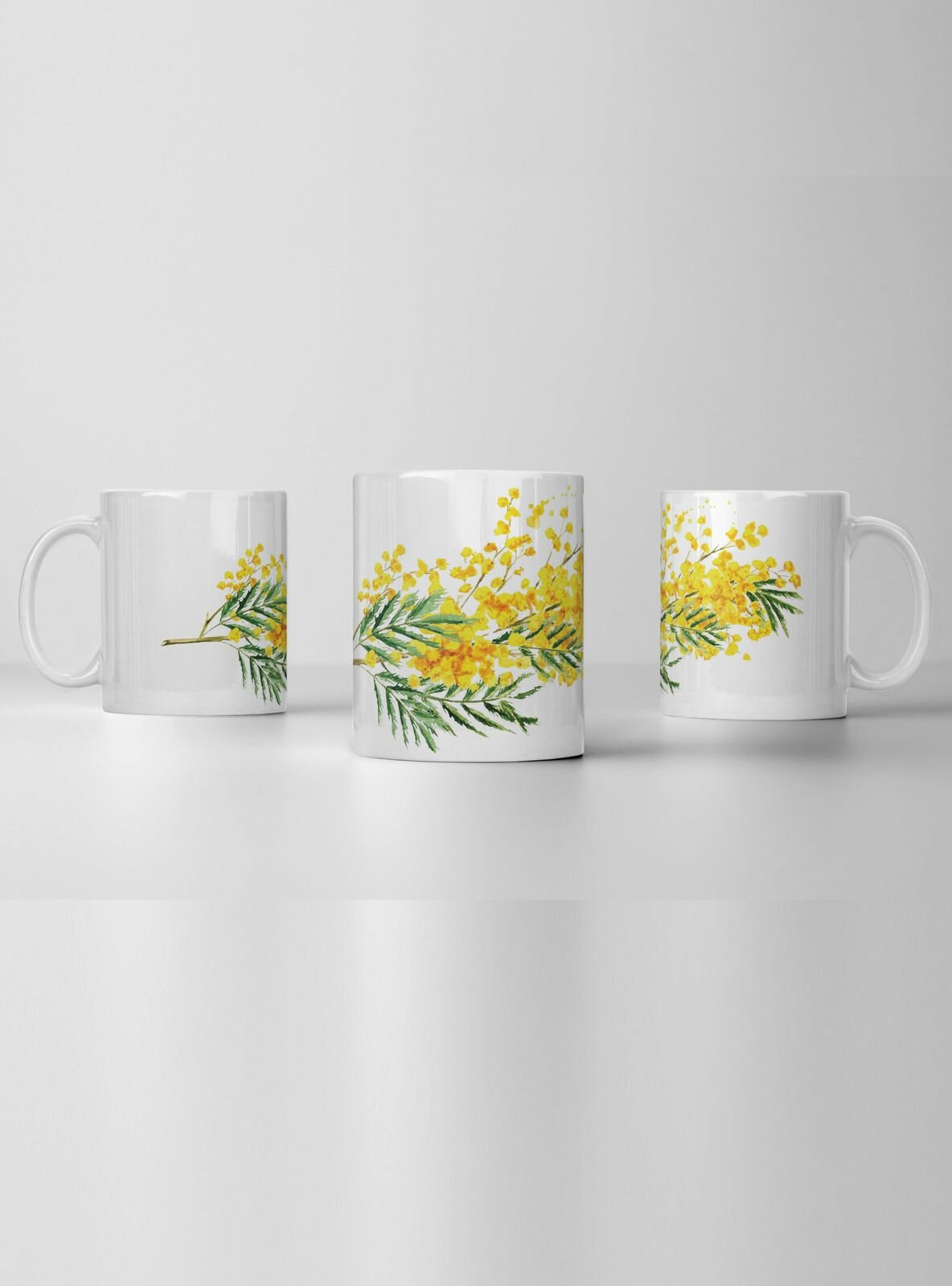 Кружка cooperative.moscow " Мимоза цветок " (кружка с Мимозой , Мимоза , кружка с цветком, кружка Мимоза , подарок с любовью, кружка с цветами, цветы, цветок) , 330 мл, 1 шт