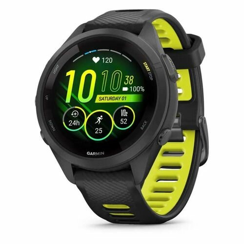 Смарт-часы Garmin Forerunner 265S, 27.5мм, 1.1", черный/желтый/черный [010-02810-13]