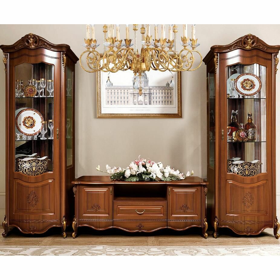 Гостиная Слониммебель "Аллегро", орех, МДФ/ЛДСП, пенал одностворчатый, тумба, 3 предмета