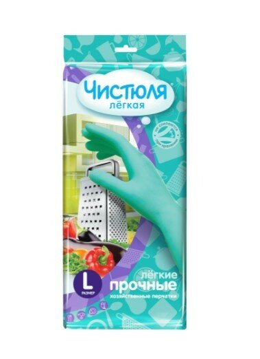Чистюля Легкая перчатки хозяйственные легкие прочные размер L 1шт