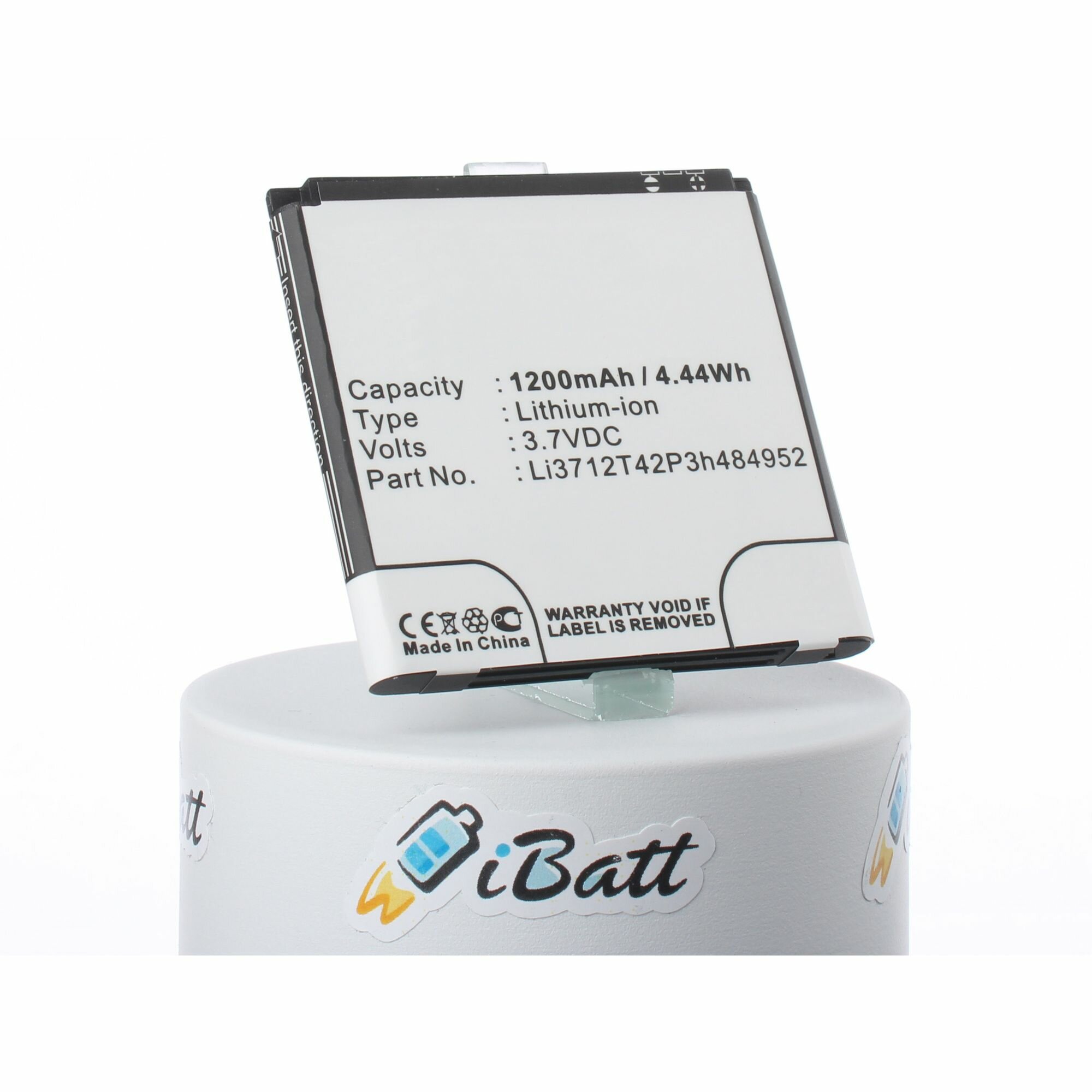 Аккумуляторная батарея iBatt 1200mAh для телефона ZTE Amazing A3 (Li3712T42P3h484952)