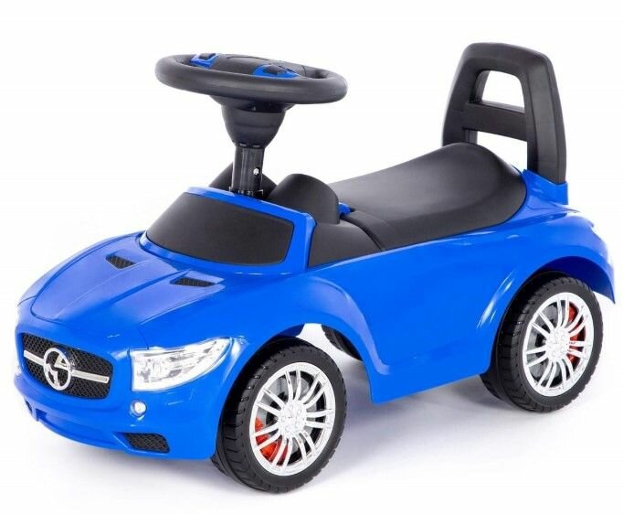 Каталка-автомобиль SuperCar №1, машинка-бибикар для малышей, пластиковый автомобиль-пушкар, толокар со звуковым сигналом, цвет синий