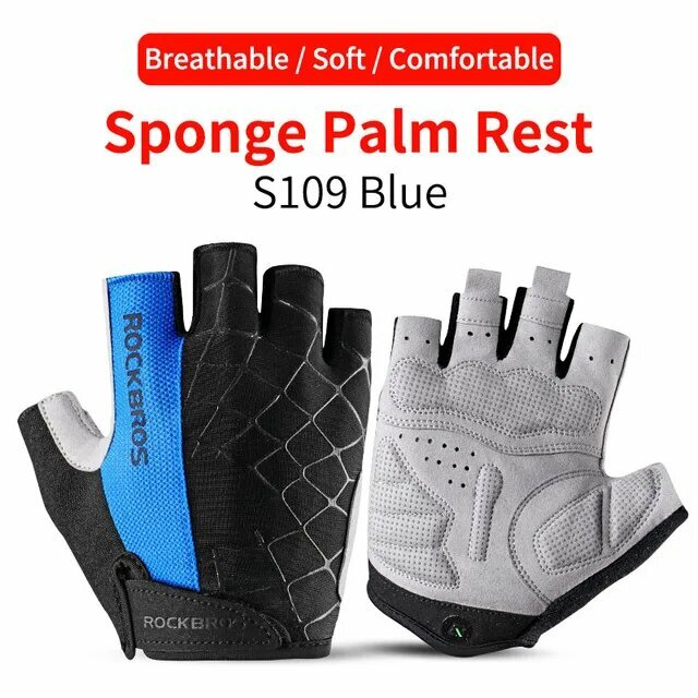 Летние перчатки для велоспорта ROCKBROS, ударопрочные, дышащие, с полупальцами, перчатки для фитнеса, мужские перчатки для горного велосипеда без пальцев, велосипедное снаряжение