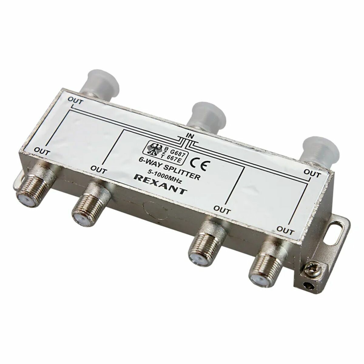 Разветвитель делитель сплиттер ТВ 6 выходов F-разъем 05-6004 5-1000MHz 1шт