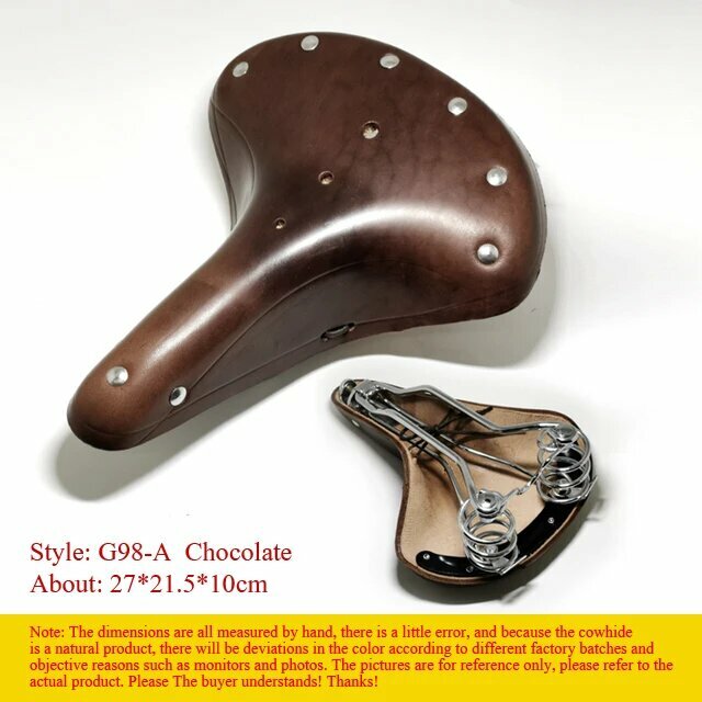 Велосипедное седло из воловьей кожи в стиле ретро, удобное, первого слоя воловьей кожи, чистая ручная работа, велосипедные детали, G98 G98-A-Chocolate