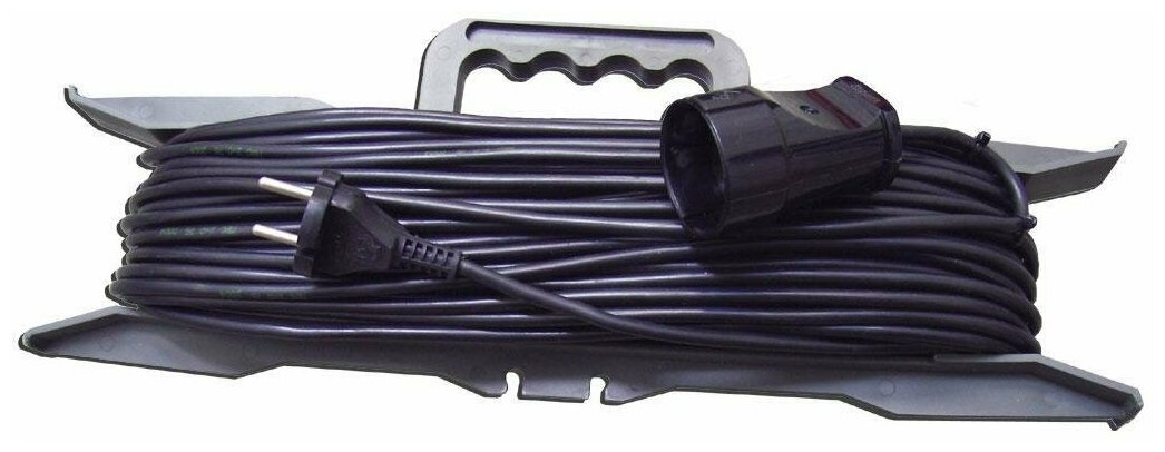 Удлинитель на рамке длина 50м (кабель ПВС 2*0,75 ) джетт электрический, сетевой, садовый ГОСТ. черный