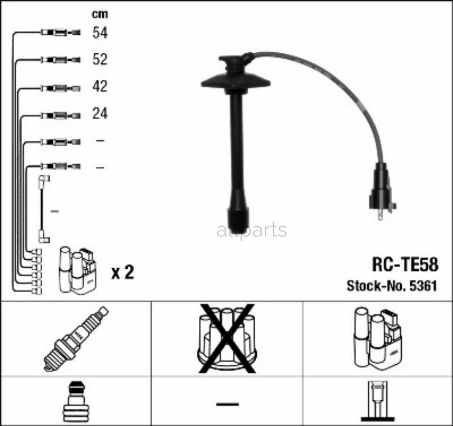 NGK-NTK RCTE58 RC-TE 58 к-кт проводов!\ Toyota Avensis/Camry/Picnic/RAV4 2.0/2.2i 96-01