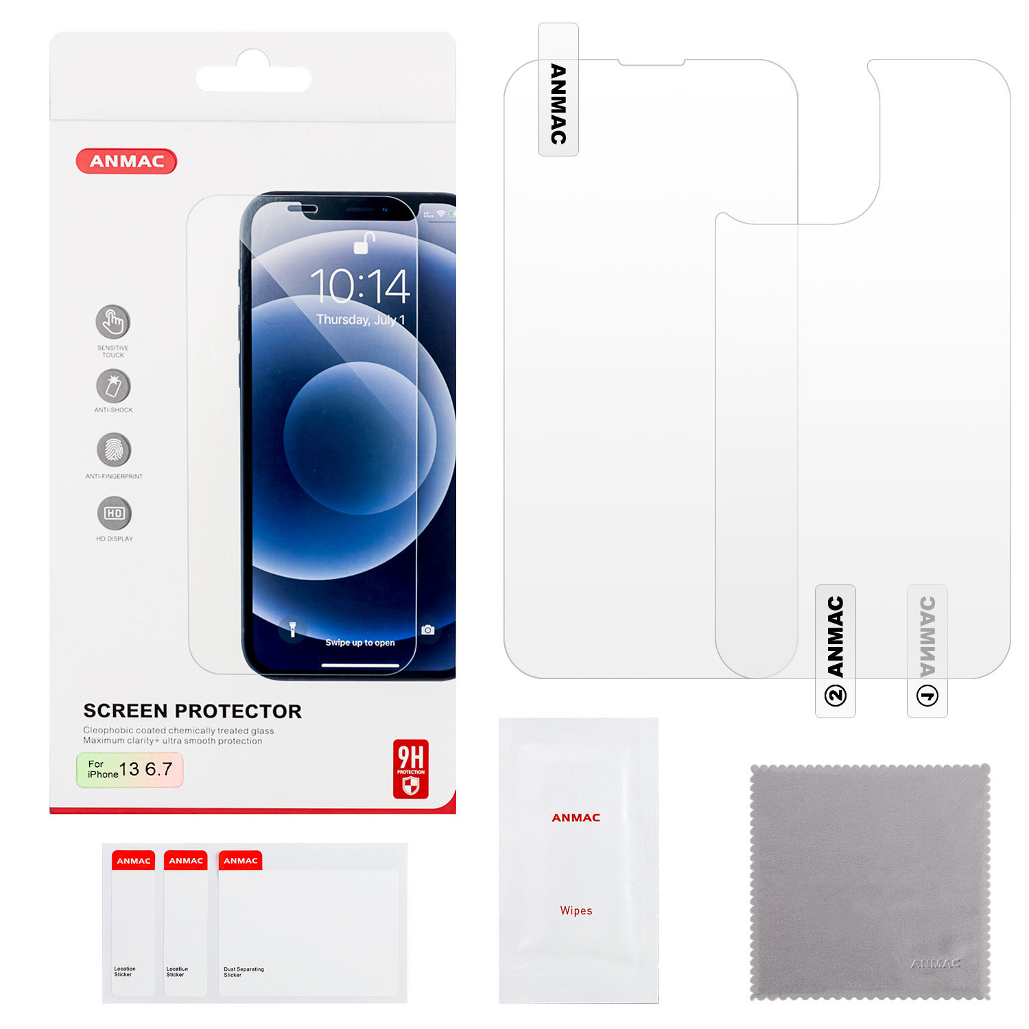 Защитное стекло для iPhone 13 Pro Max 6.7 + пленка назад ANMAC 3D матовое