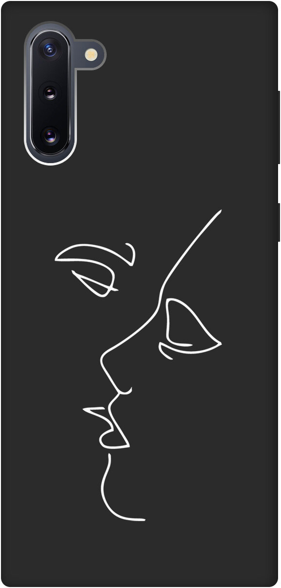 Матовый чехол Faces W для Samsung Galaxy Note 10 / Самсунг Ноут 10 с 3D эффектом черный