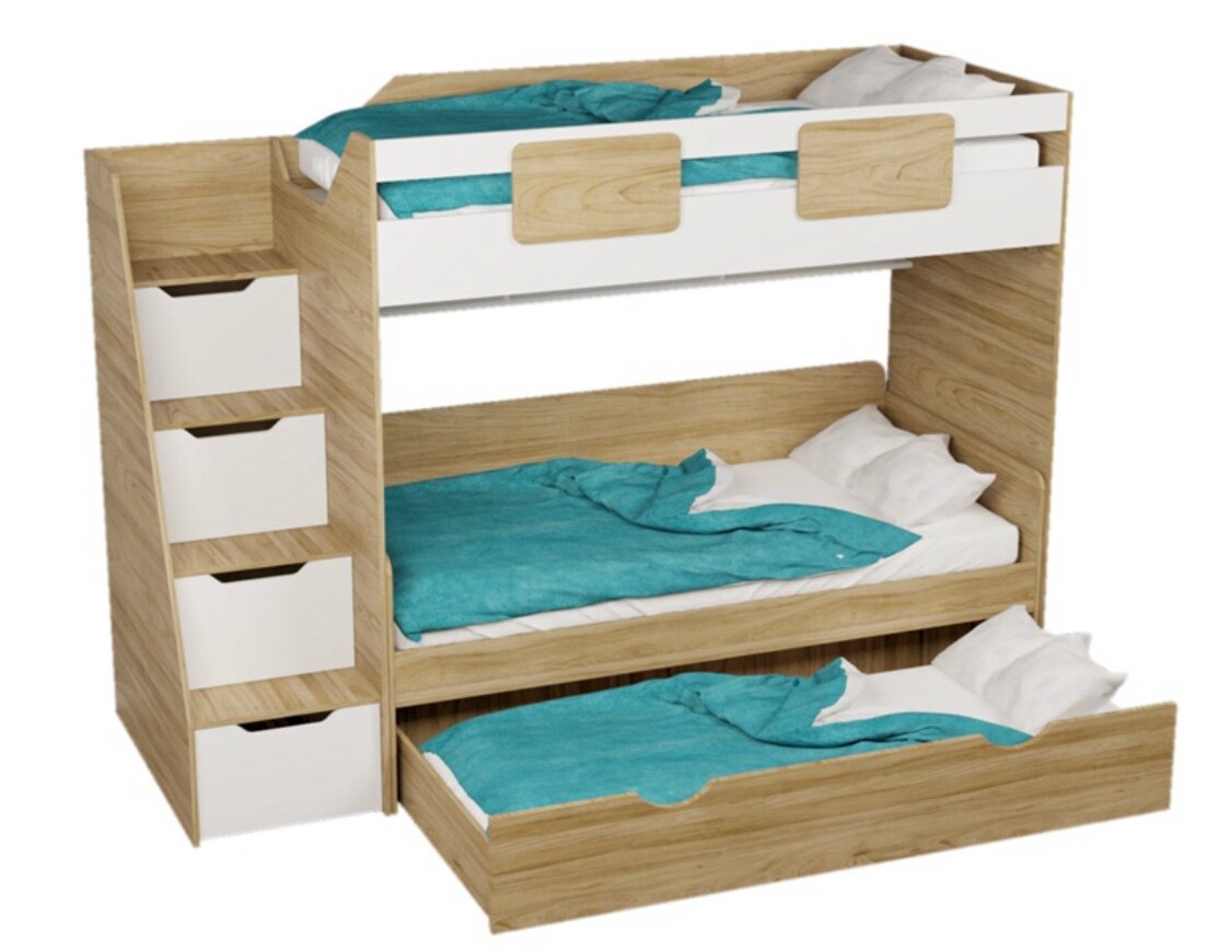 Кровать-чердак Мозаика+кровать Двушка (левая) Вяз швейцарский 190х90