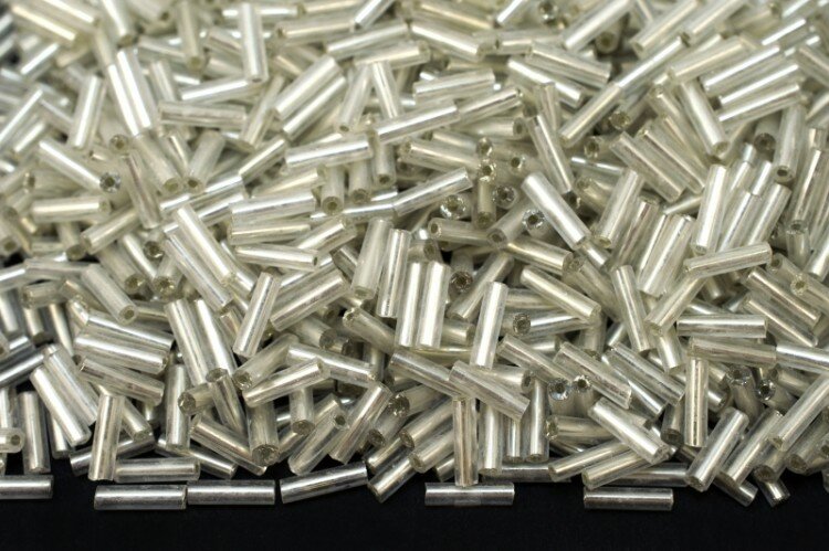 Бисер китайский Стеклярус размер 7мм, цвет 021 серебро 85г