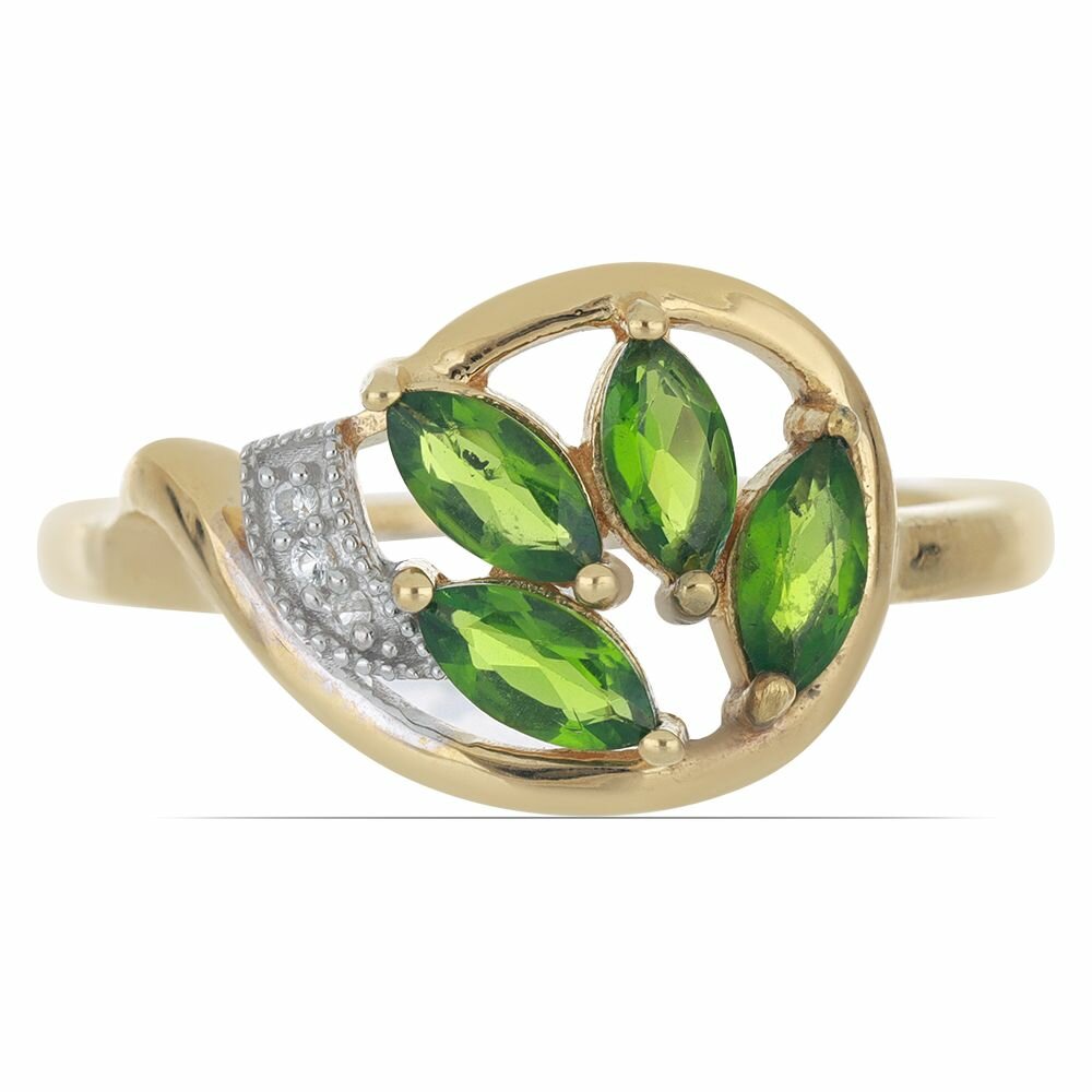 Кольцо тонкое, серебро, 925 проба, топаз, хромдиопсид