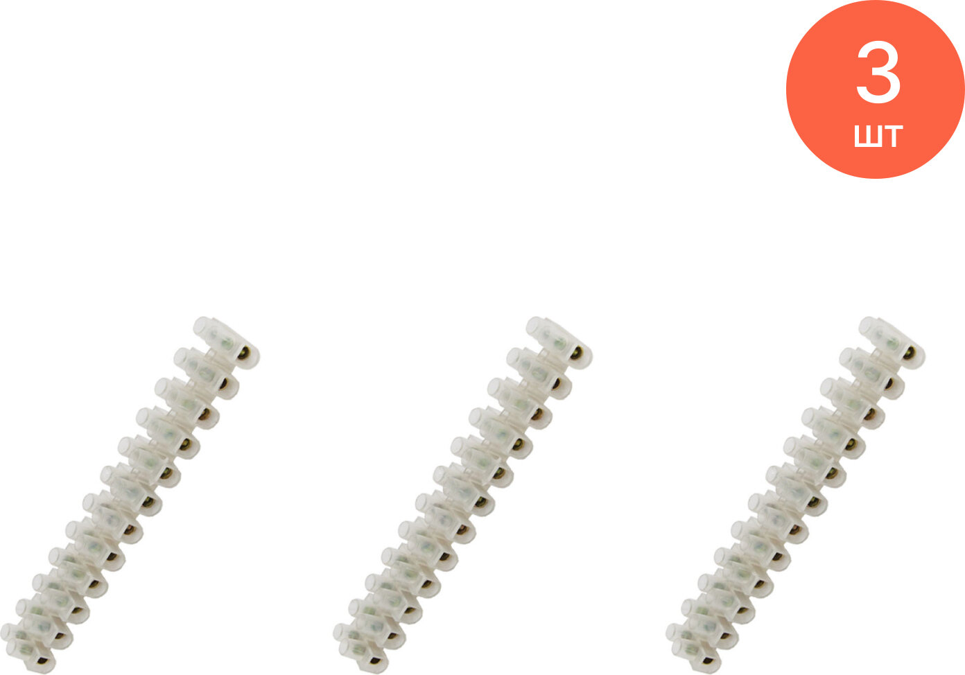 Клеммная колодка TDM Electric / ТДМ Электрик ЗВИ 30 винтовая в корпусе из полиэтилена, белая 12 полюсов, сечение 1.5-10мм2, 30А, 400В / электрика (комплект из 3 шт)