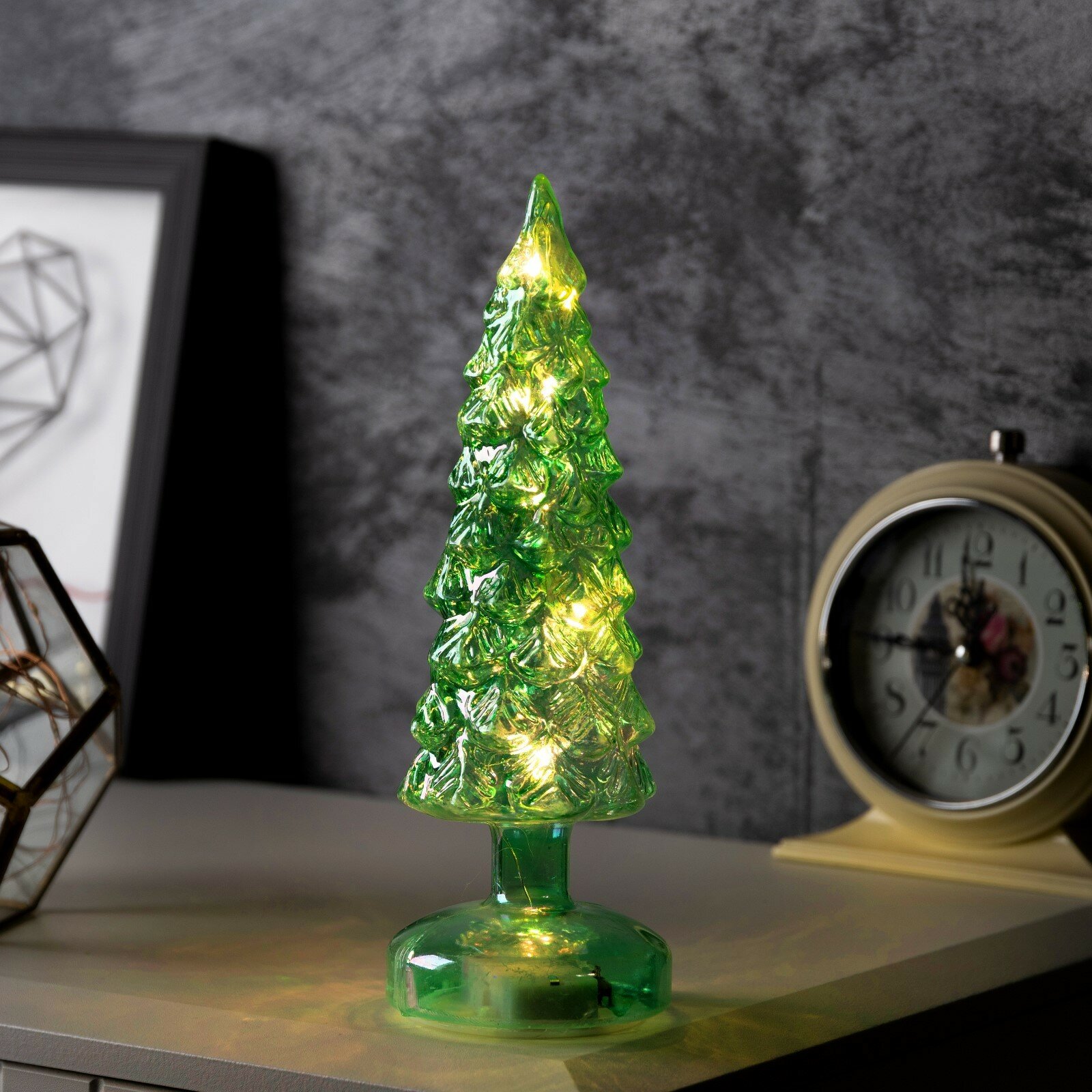 Фигура световая "Елка зеленая", 22.5х8 см, 10 LED, батарейки АААх2 (нет в комплекте), свечение тёплое белое, 10463122