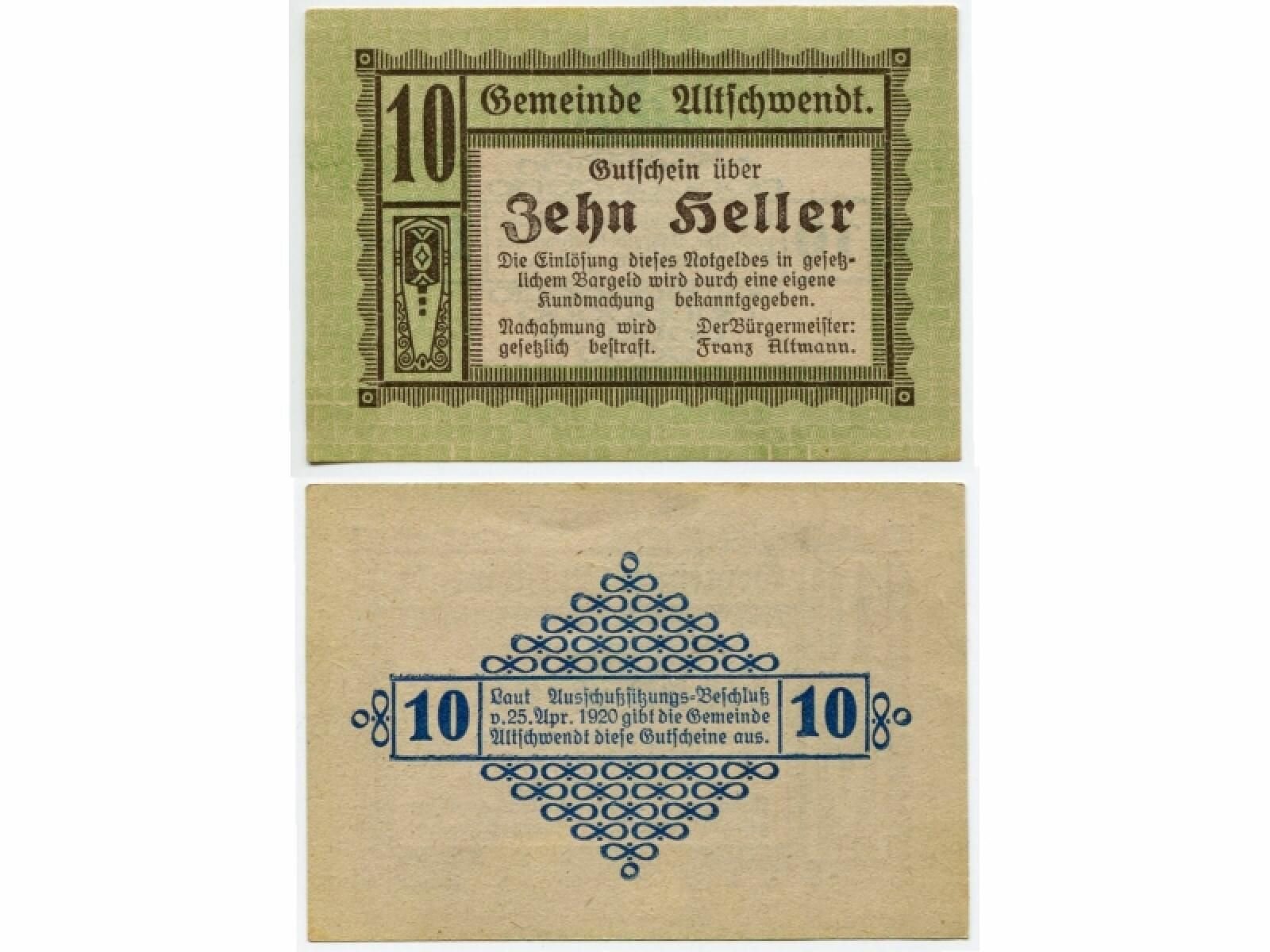 10 геллеров Австрии 1920 г. 14