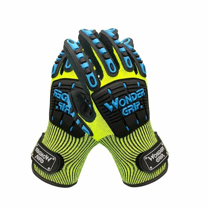 Wonder Grip WG-501AV Рабочие перчатки флуоресцентно-желтые из нитрила, полиэстера, ПВХ и ЕВА L