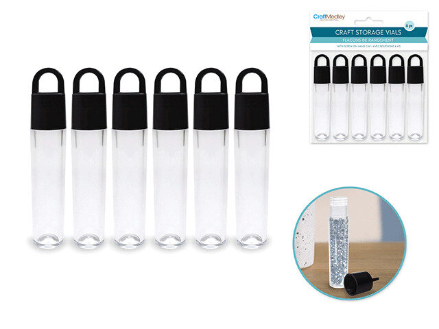 Набор баночек с винтовой пробкой для бисера. Высота 7,5 см. - (6 шт.)