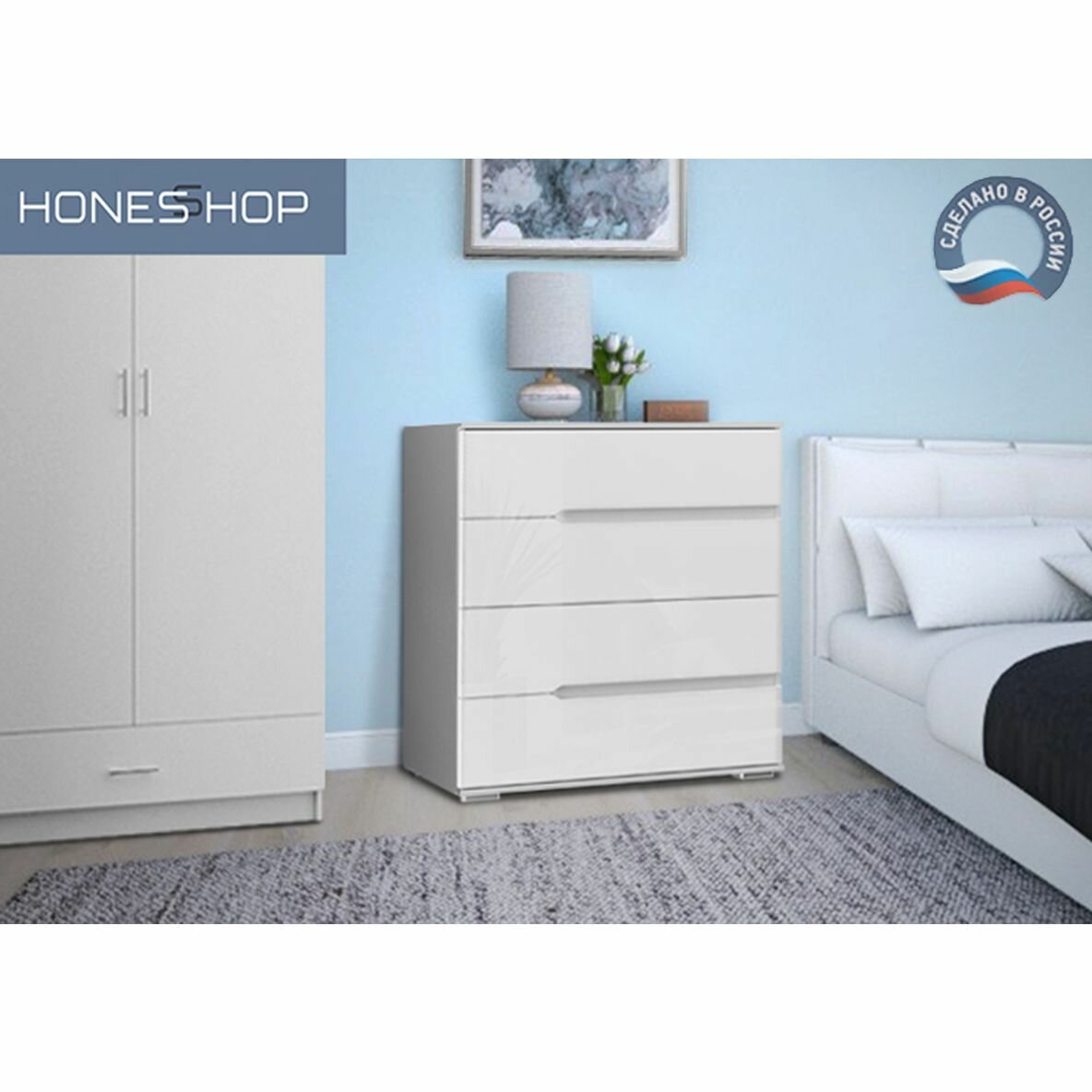 Комод Шарли ЛДСП/МДФ белый, 100х53х115.4