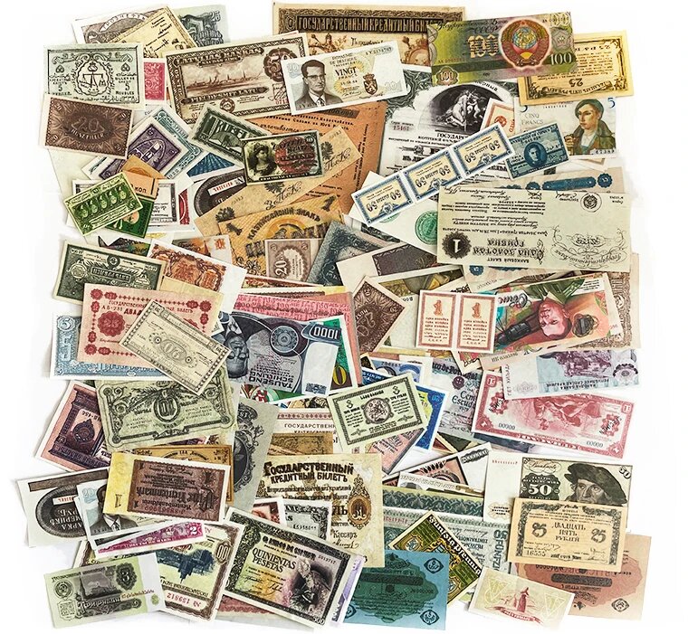 150 банкнот России и иностранных бон без повторов, случайный выбор, Россия, СССР, Европа, Америка и другие