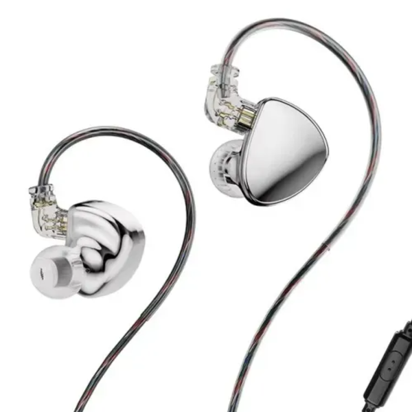 Наушники проводные TRN MT5 с микрофоном (3.5 мм) (серебристые)