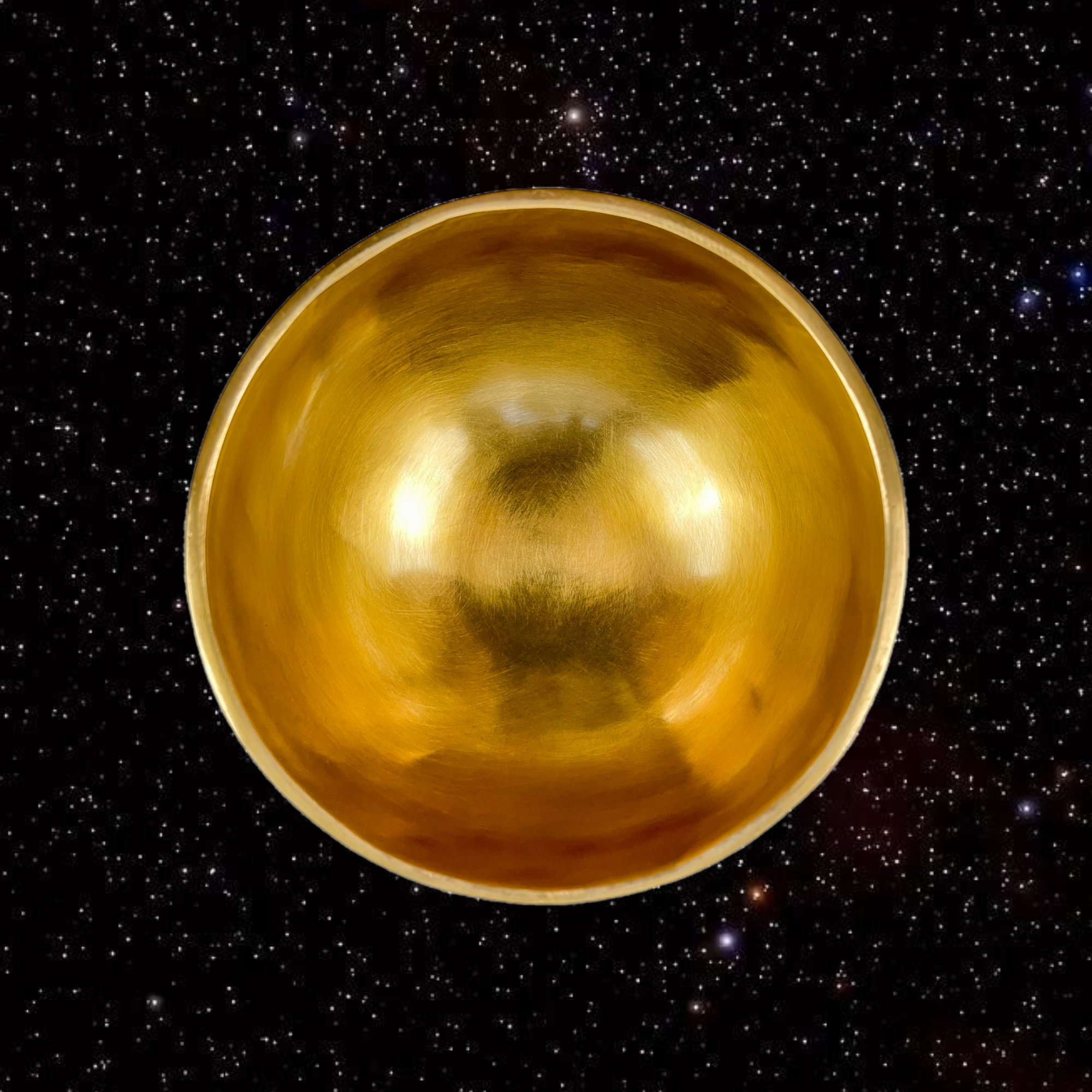 Тибетская поющая чаша 12-14см кованая золотая сплав 7 металлов