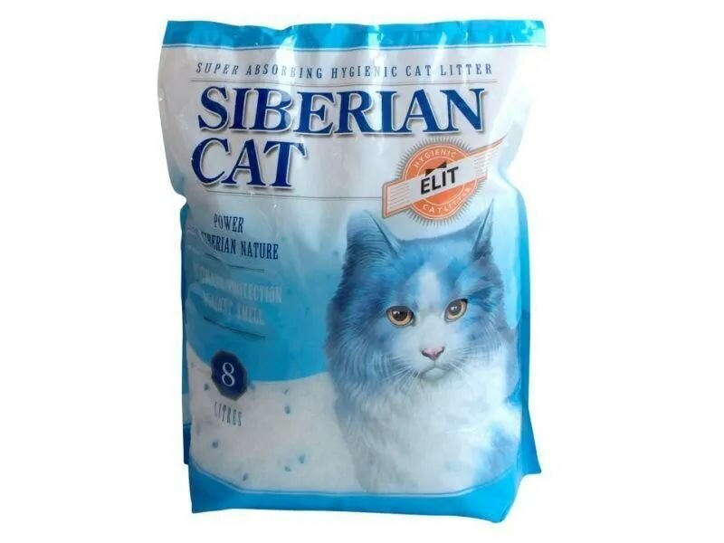 Наполнитель для кошачьего туалета, сибирская кошка, силикагелевый, элитный голубой, 8 л
