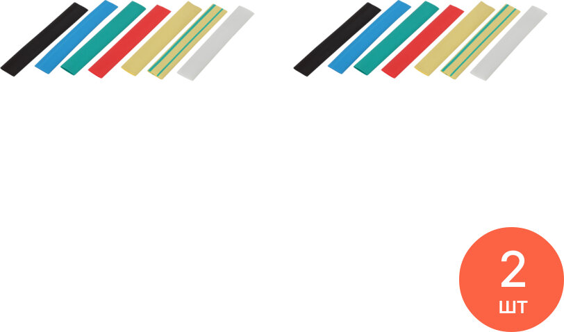 Термоусадочная трубка ЭРА ТУТнг без клеевого слоя 12/6 полиолефин длина 10см диаметр 12(6)мм, Б0038921, набор 7 цветов по 3шт. / термотрубка (комплект из 2 шт)