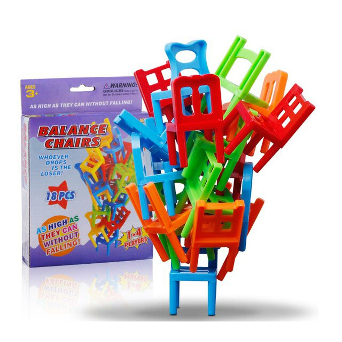 18 шт. Мини-игрушка-балансир для стульев, пластиковые сборочные блоки, штабелируемые стулья, игра для детей, развивающая игра, игрушка для обучения балансировке