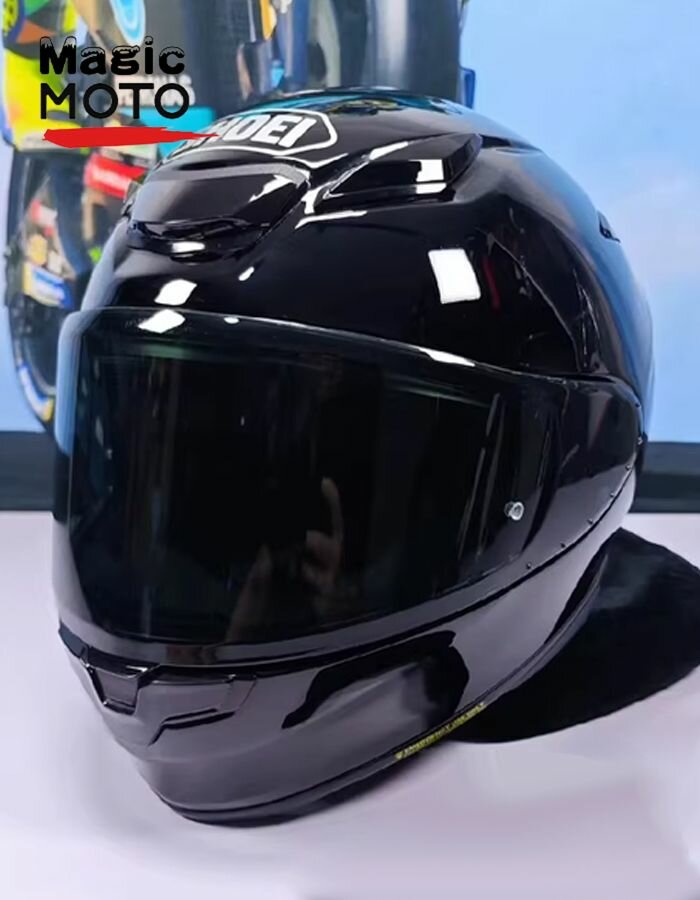 Полнолицевой шлем SHOEI NXR2/Z8 Bright Black — копия, сертиф. 3C/DOT/ECE, прозрачный визор, отверстия под Bluetooth