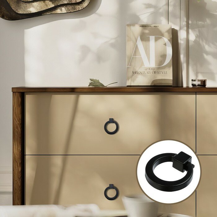 Ручка-кнопка тундра РК045BL, черная, 8 шт.