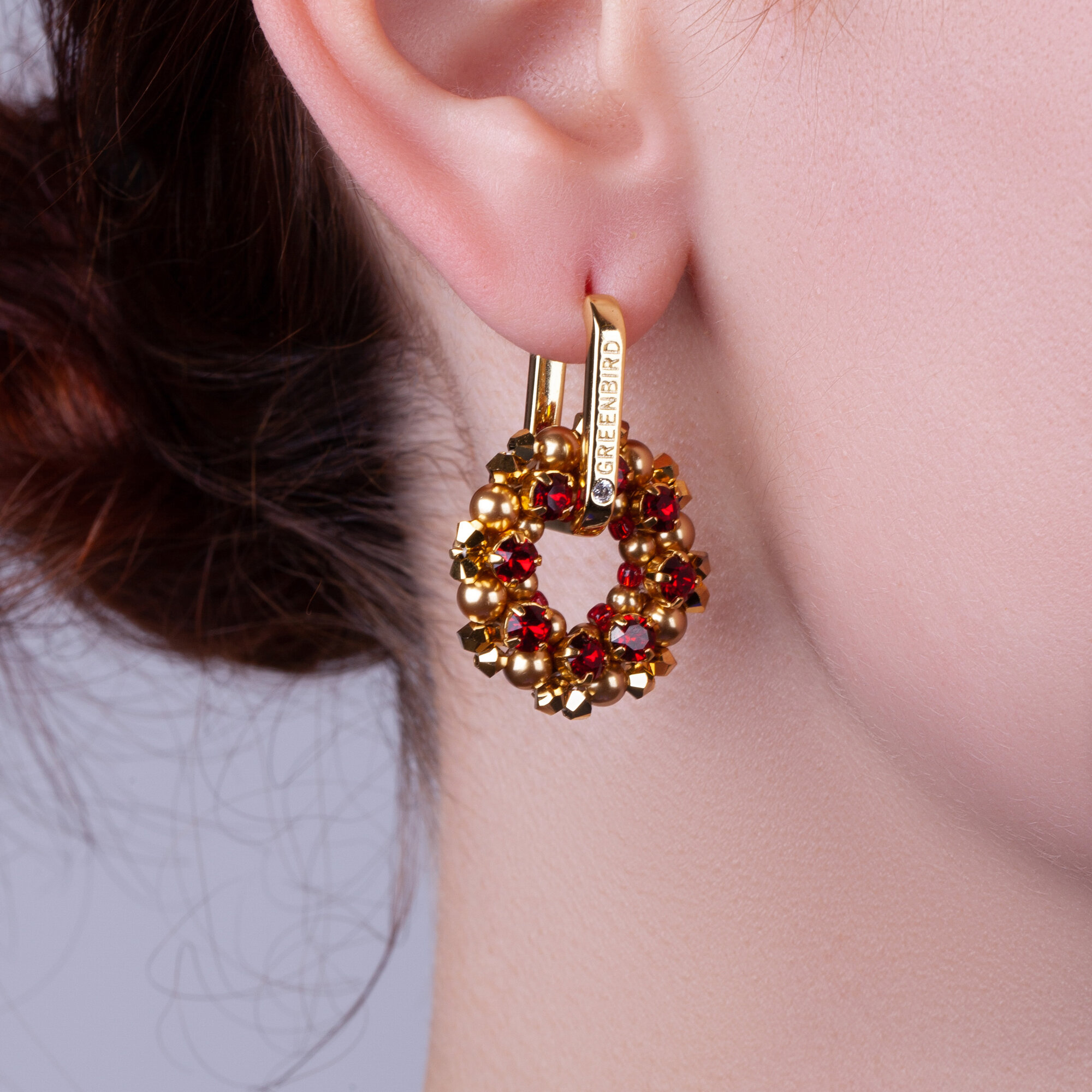 Серьги конго, кристаллы Swarovski, жемчуг Swarovski синтетический, фианит