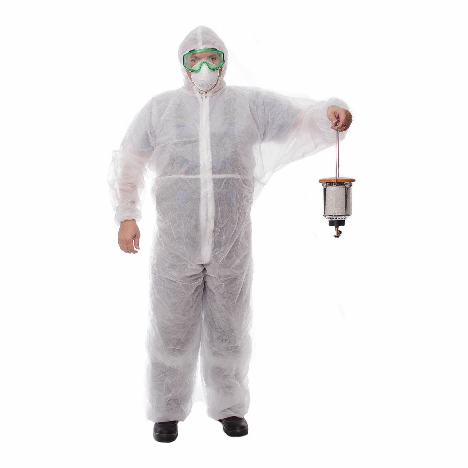 Комбинезон одноразовый КНР с капюшоном, более плотный, Каспер-классик, плотность 40 г/м2, размер XXL, 56-58, белый