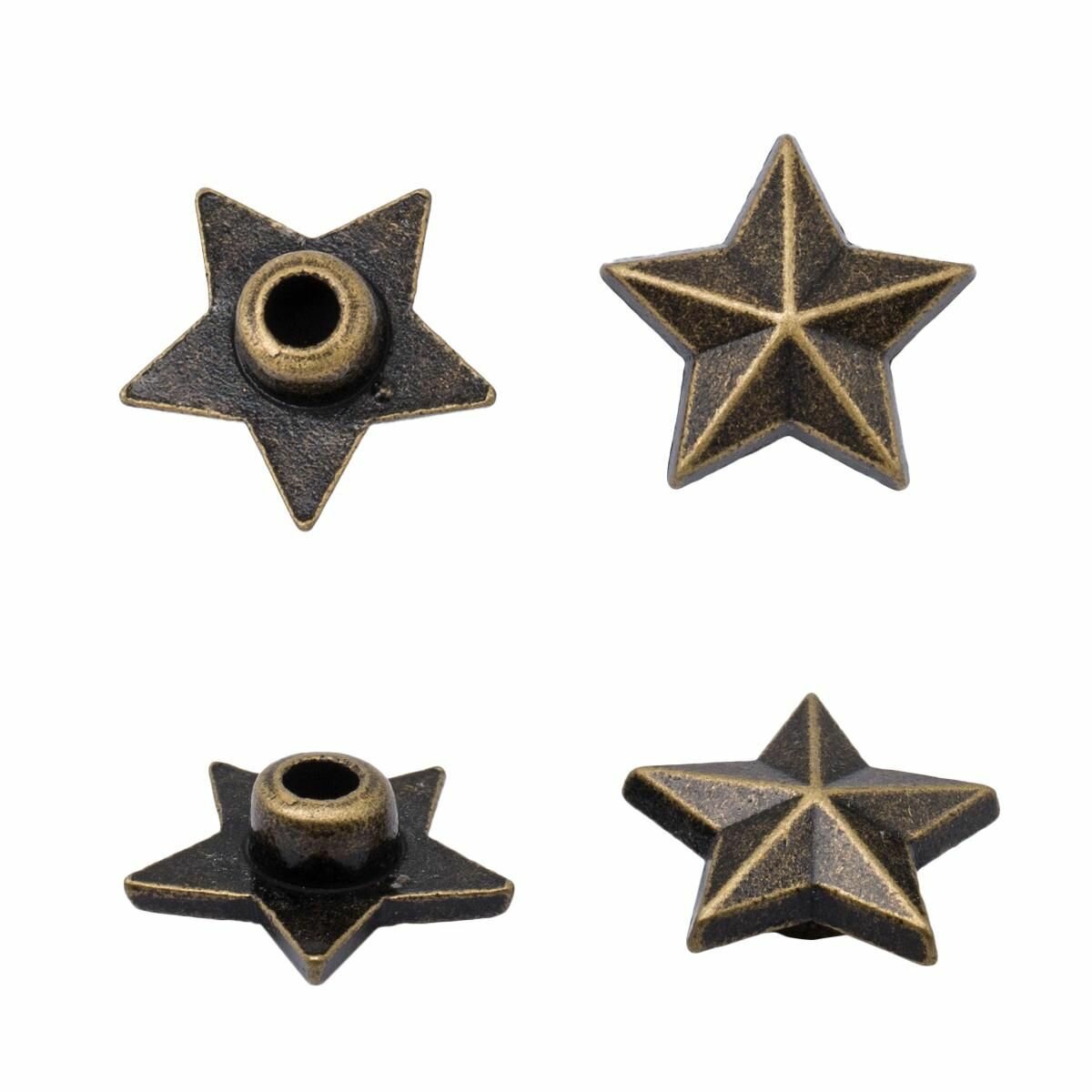 Хольнитен джинсовый BIG D 12 мм, "Звезда" цветной металл без гвоздя, латунь, 50 шт (69104)