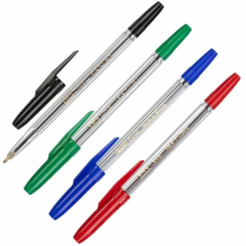 Ручка шариковая Attache Corvet, набор 4 цвета, 0,7 мм (743393)