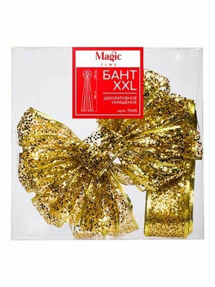 Новогоднее украшение Феникс "Бант золотой", материал полиэстер, размер 4х130х28 см (91405)