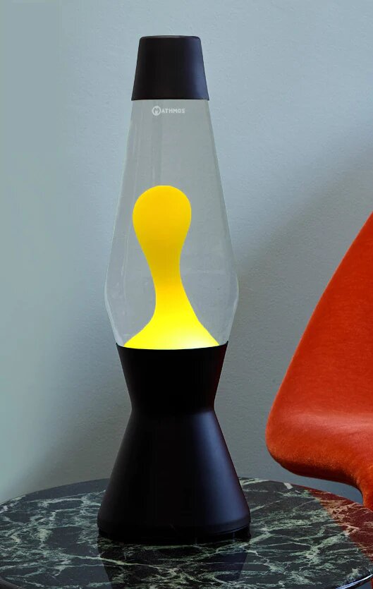 Лава-лампа Mathmos Astro Желтая/Прозрачная Matt Black