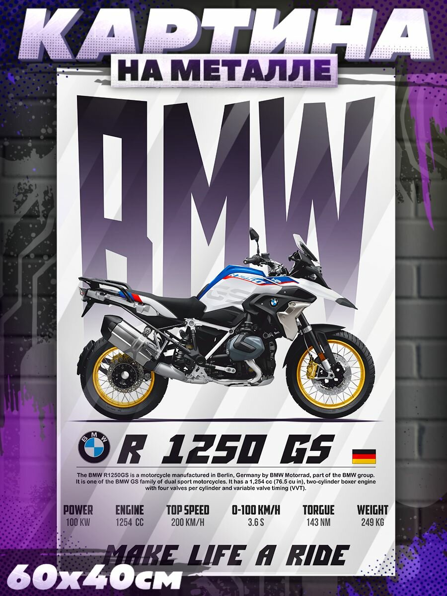 Постеры на стену интерьерные BMW R 1250 GS машина БМВ