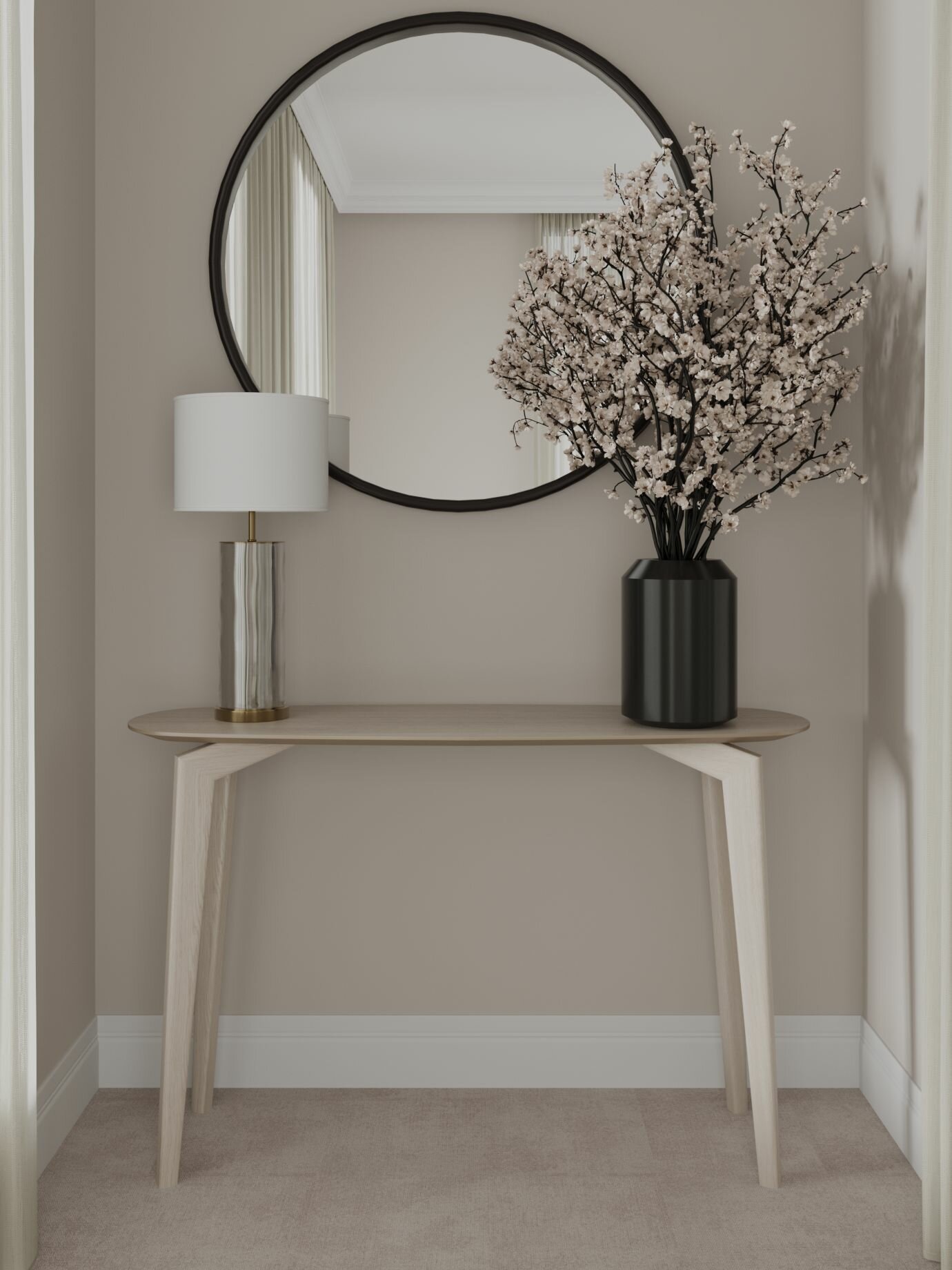 Консоль в прихожую, консольный столик, массив, Place it home, цвет "Беленый дуб", 120*38*75