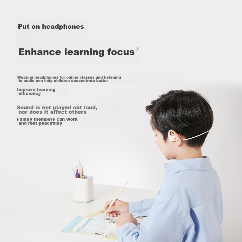 Alpha Egg Student Headphones D1, Bluetooth Headphones, Children's Earphones, Non-In Ear-Hook Style, for Listening to Music, Sports, Running, Indoor Study, Wireless Earphones with Microphone
