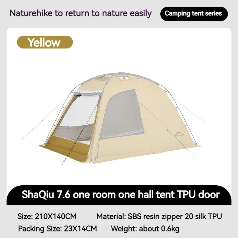 Аксессуары для палатки Naturehike Dune 7.6: полотно пола, дверь TPU, купол. Многосезонная палатка (4 сезона) на 2-4 человека для семейного отдыха, походов, туризма. Водонепроницаемая дверь TPU.