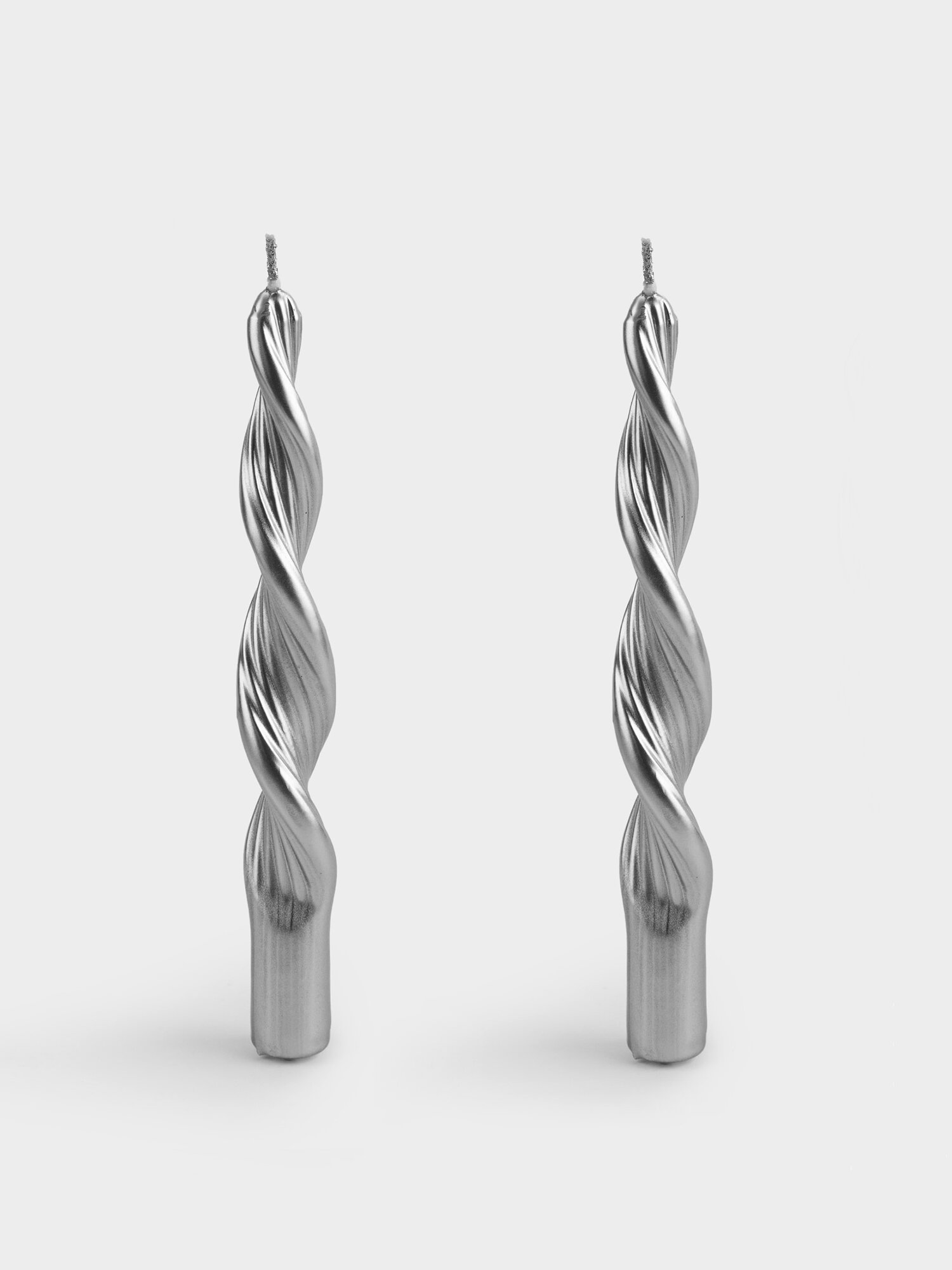 Свеча, 2 шт, 20 см, тонкая, серебристая, Спираль, Spiral shape, Kuchenland